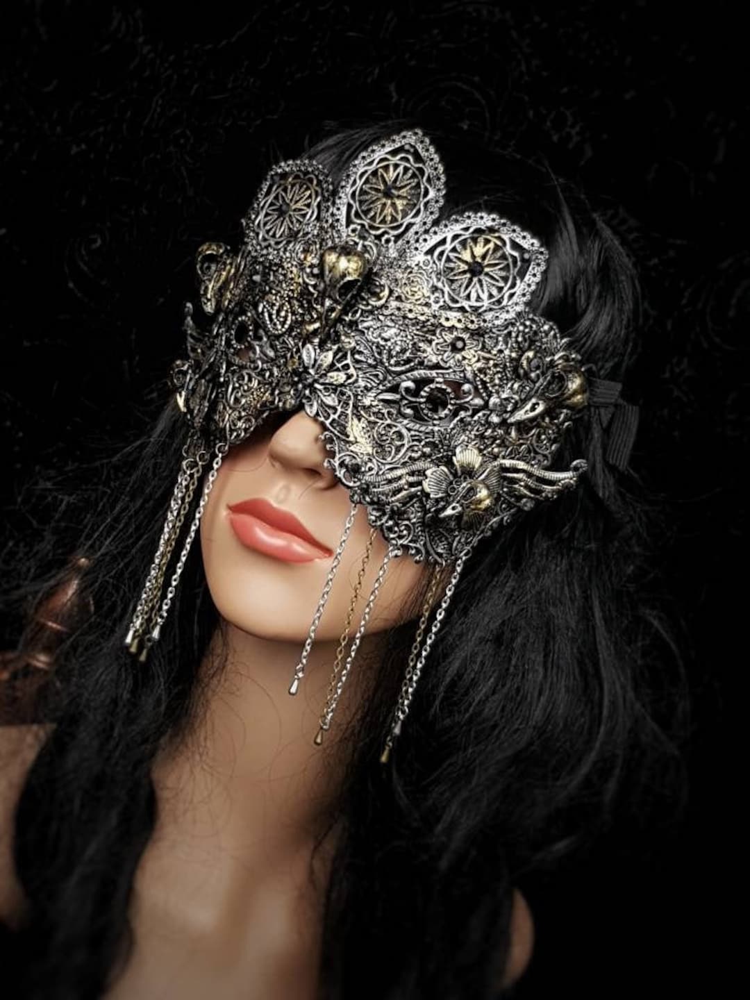 MADE TO ORDER Blind Mask "raven" Cosplay, Vampire, Fantasy, Goth, Crown ...