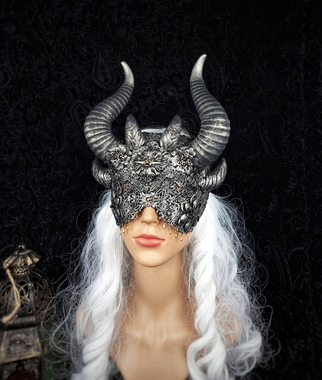 Custom Made / Blind Mask "twillight", Demon Mask, Gothic Crown, Horns ...