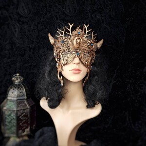 Cernunnos Warrior Blind Mask, Cosplay, Pagan, Larp, Shieldmaiden, Deer ...