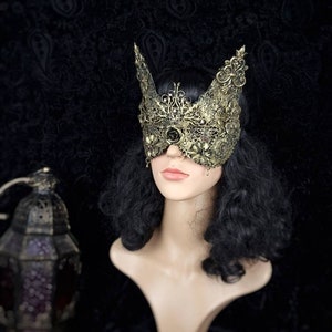 Blind Mask baroque Cat Fantasy, Larp, Cosplay, Pagan, Burlesque, Medusa ...