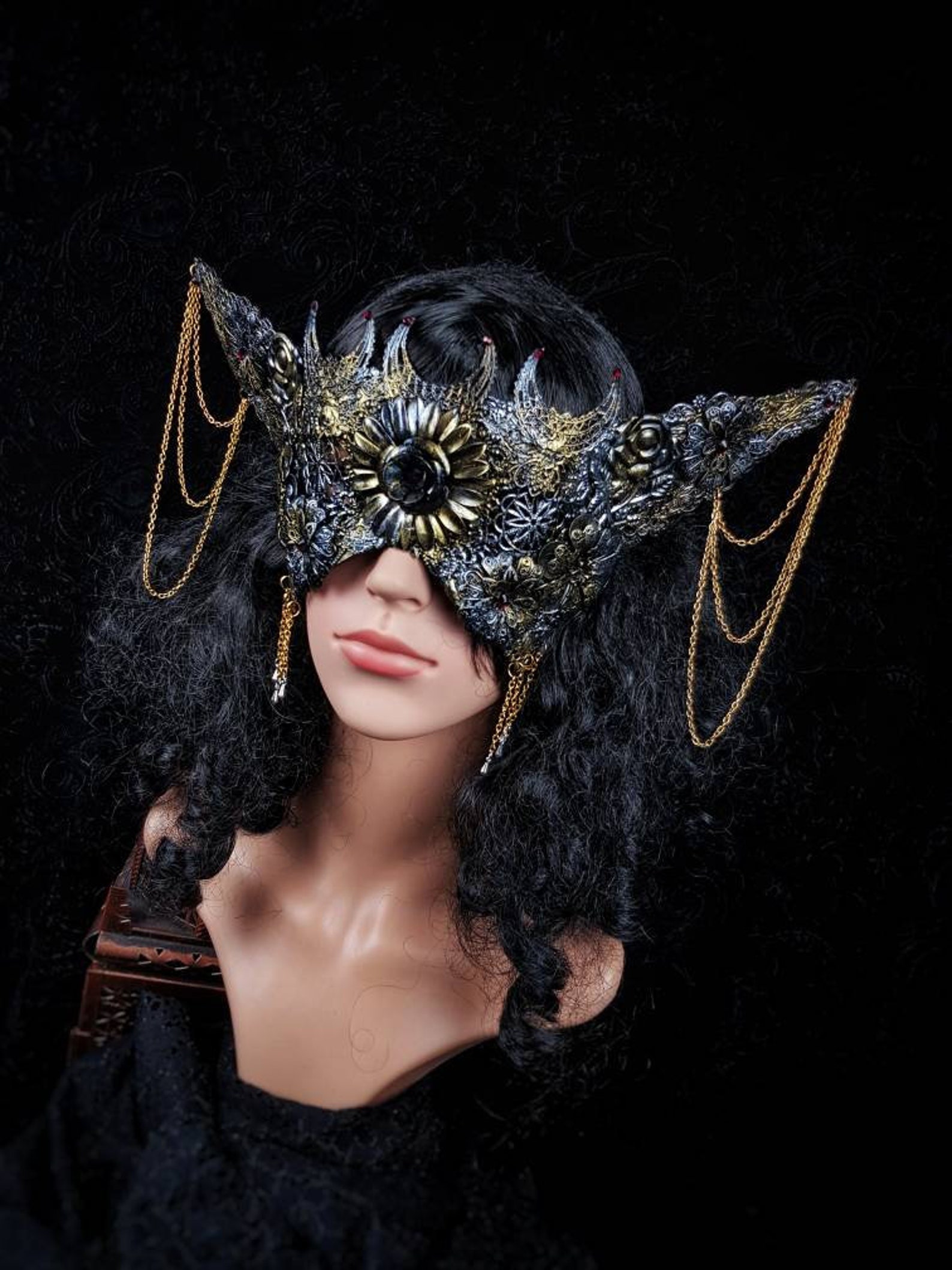 Blind Mask " Moon Elf " Gothic Crown, Cosplay, Pagan, Fairy, Gothic ...