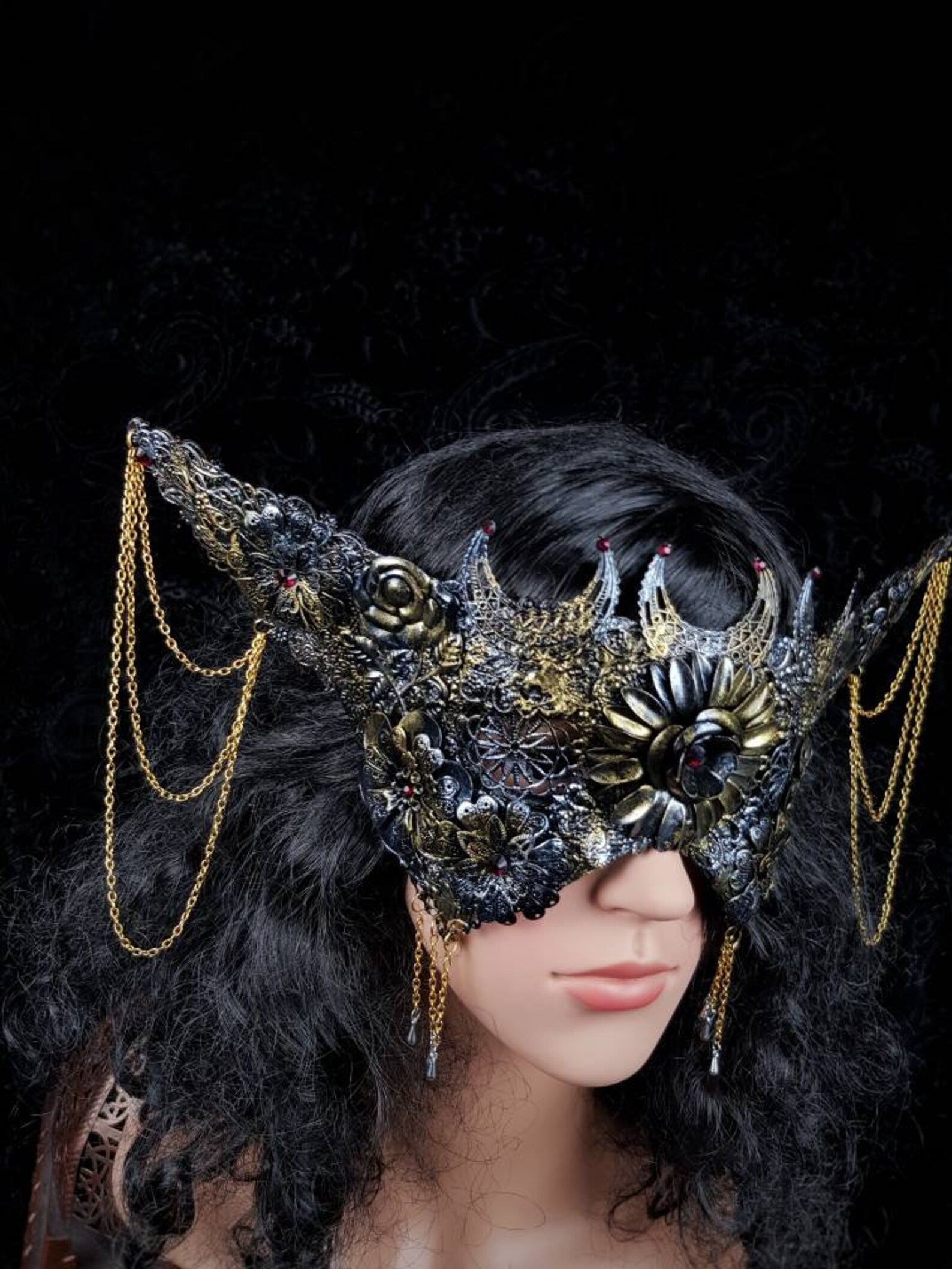 Blind Mask " Moon Elf " Gothic Crown, Cosplay, Pagan, Fairy, Gothic ...