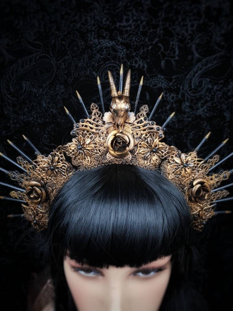 Pagan Headpiece Antelope Gothic Headpiece Gothic crown | Etsy