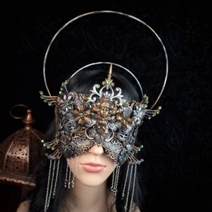 Art Nouveau Halo Blind Mask, Fantasy Costume, Goth Crown, Gothic ...
