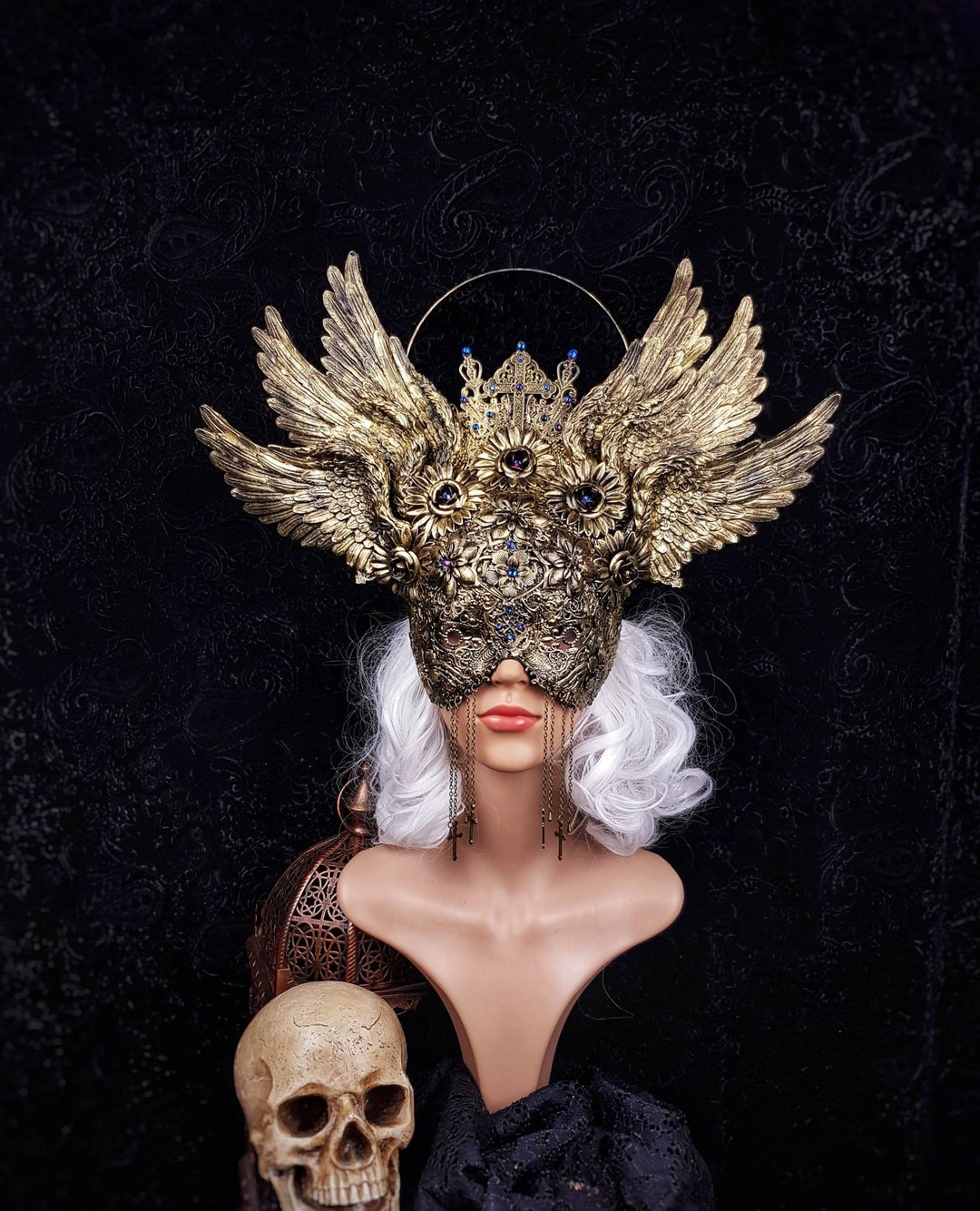 Wings Headpiece and Blind Mask, Gothic Crown, Gothic Headpiece ...