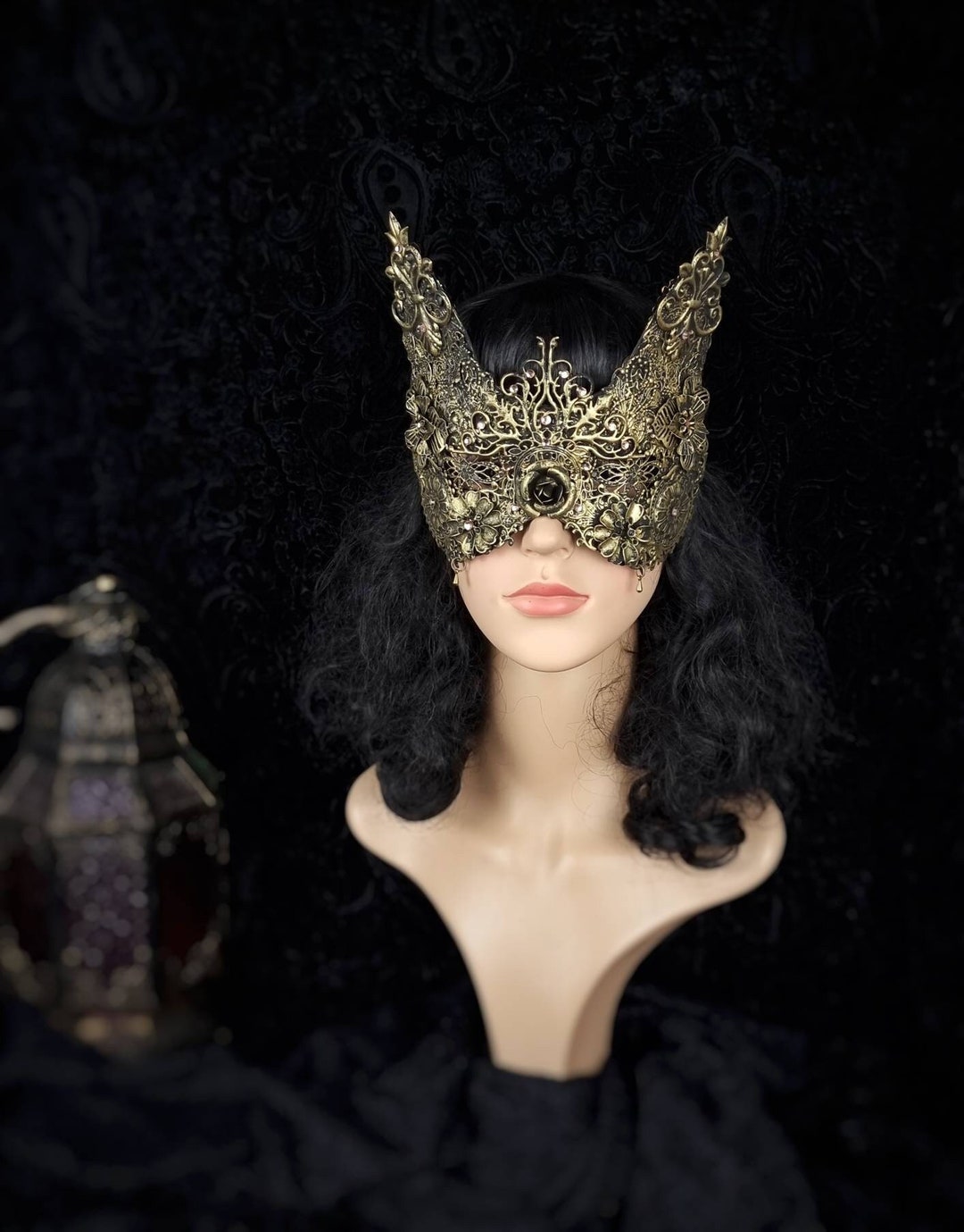Blind Mask baroque Cat Fantasy, Larp, Cosplay, Pagan, Burlesque, Medusa ...