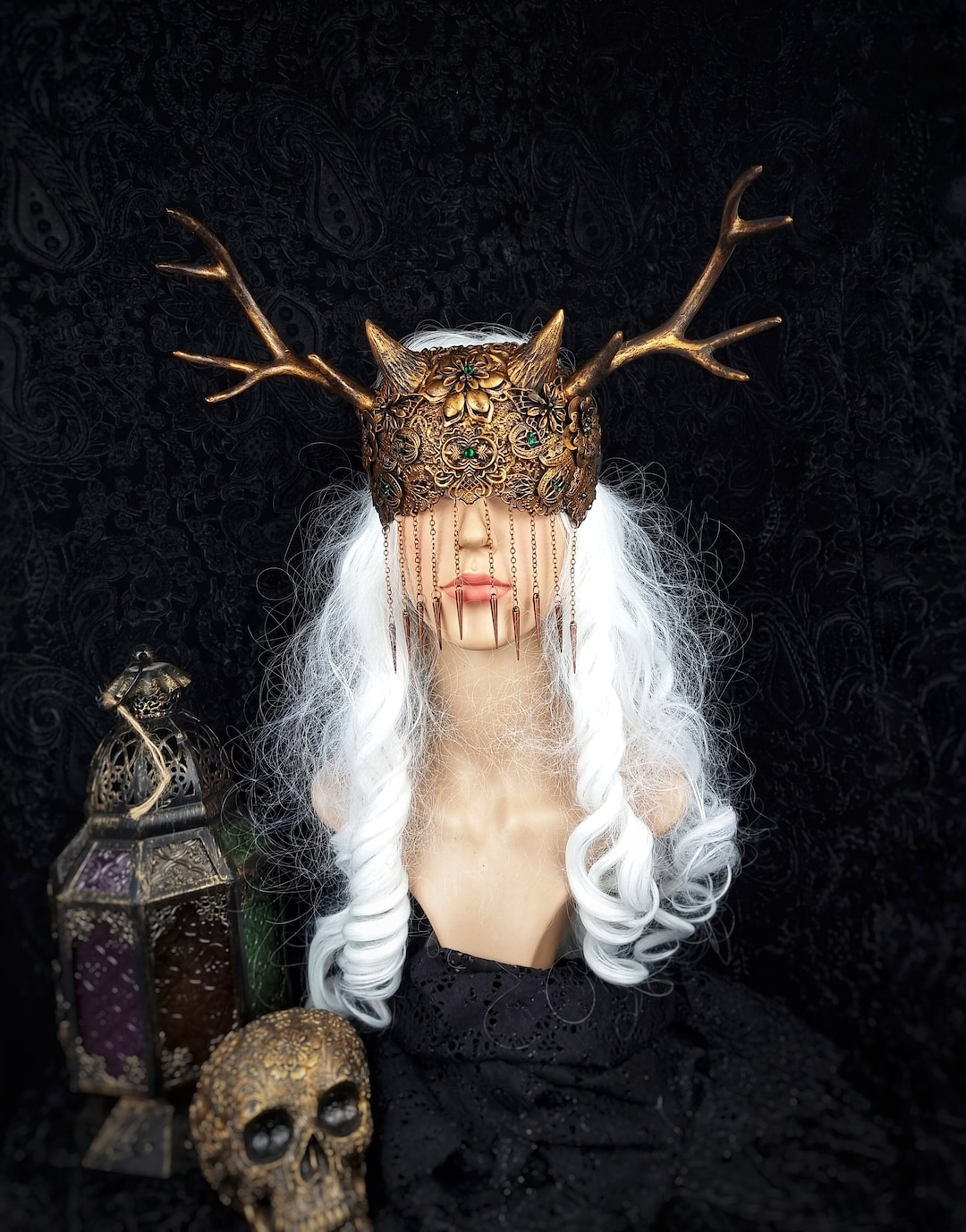 Antlers Mask & Crown healing Pagan, Gothic, Horns Headdress, Horror ...