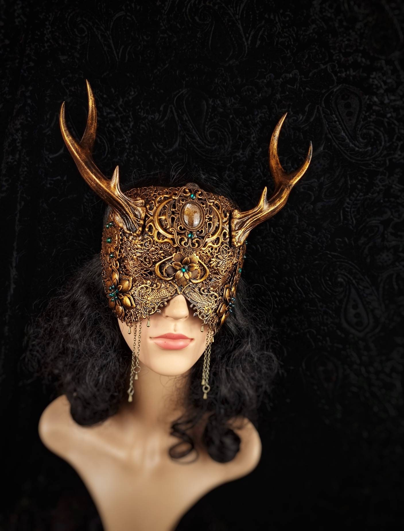 Ready to ship / Blind Mask Antlers, cosplay, celtic, Cernunnos, goth ...