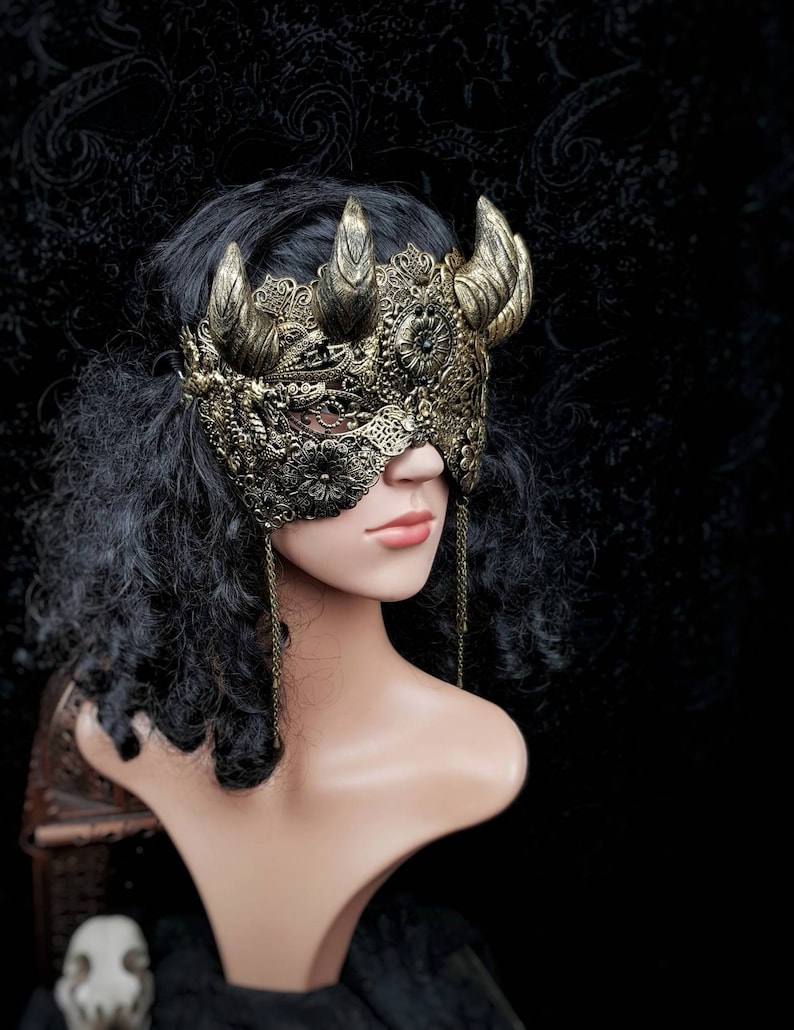 Blind Mask Hades Horns Mask Demon Dragon - Etsy