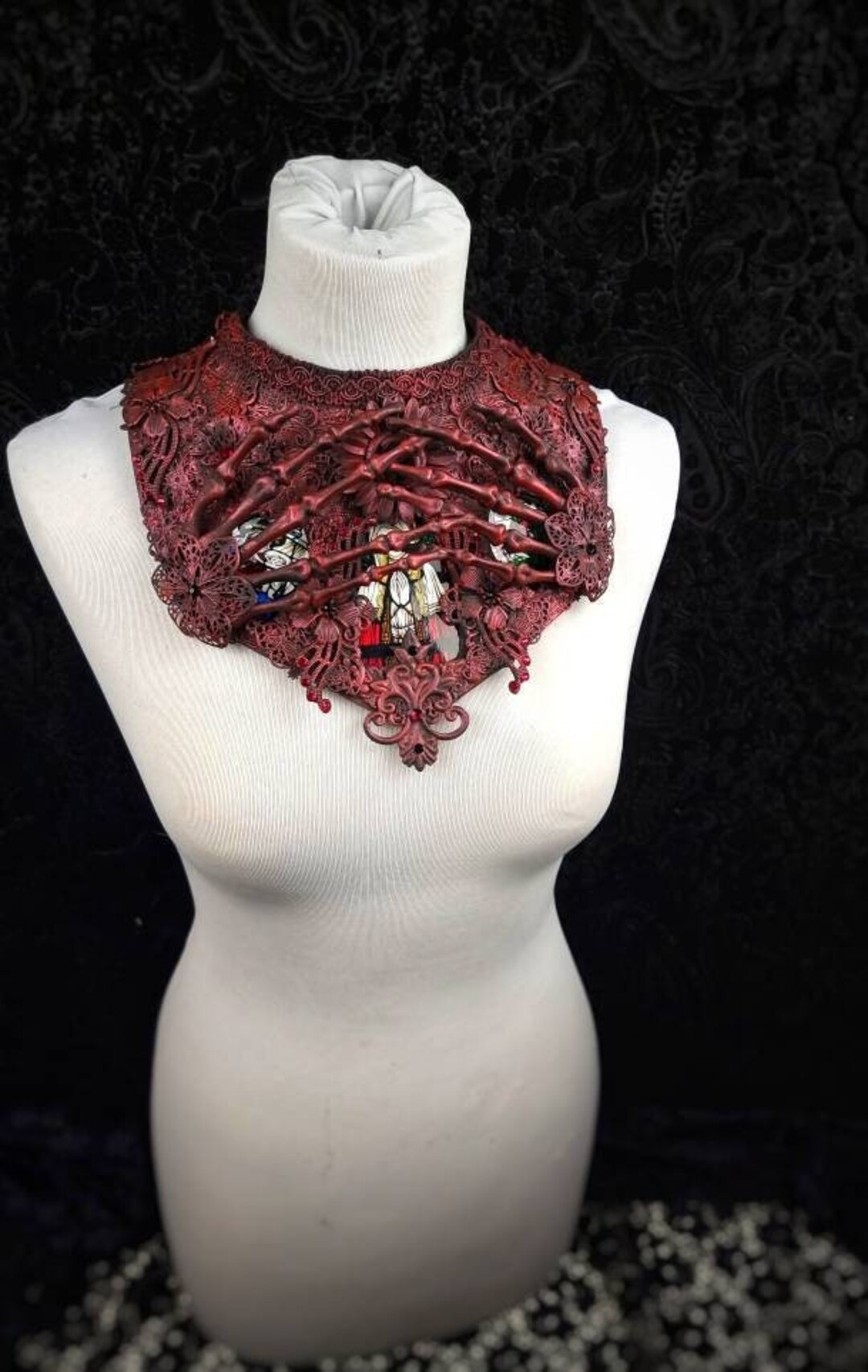 Stained Glass Skeleton Hands Collar, Armor, Cosplay, Larp, Cathedral ...