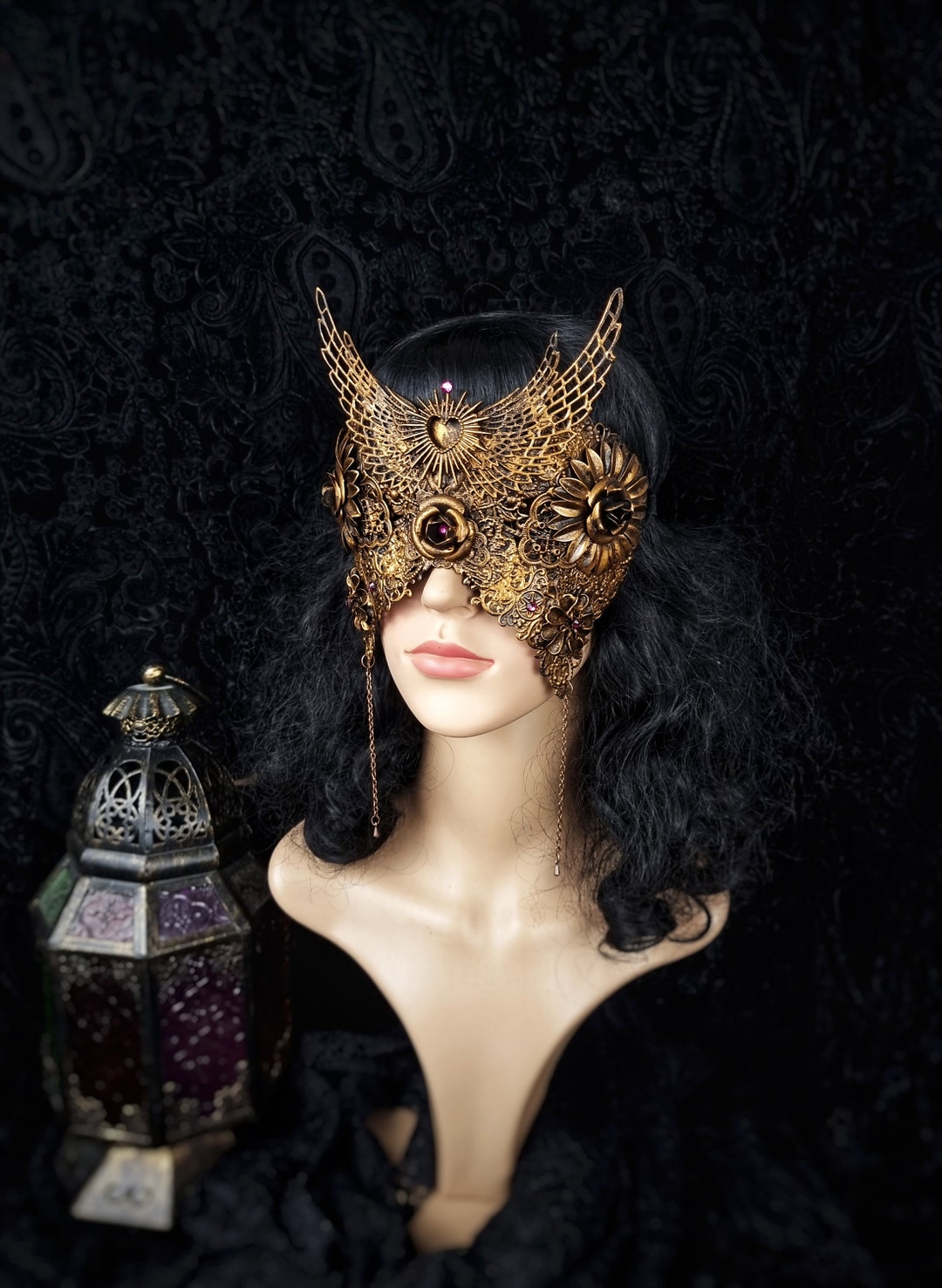 MADE TO ORDER Blind Mask "heart Wings" Cosplay, Vampire, Fantasy, Goth ...