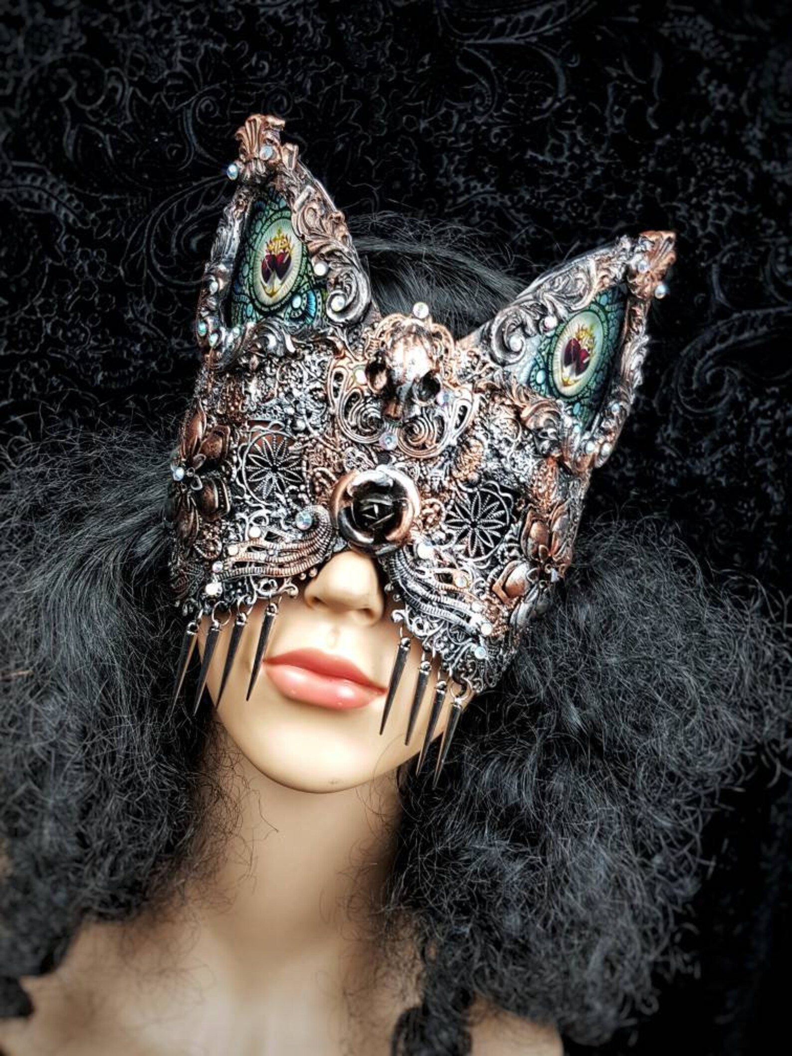 Stained glass blind mask cat mask Mina goth | Etsy