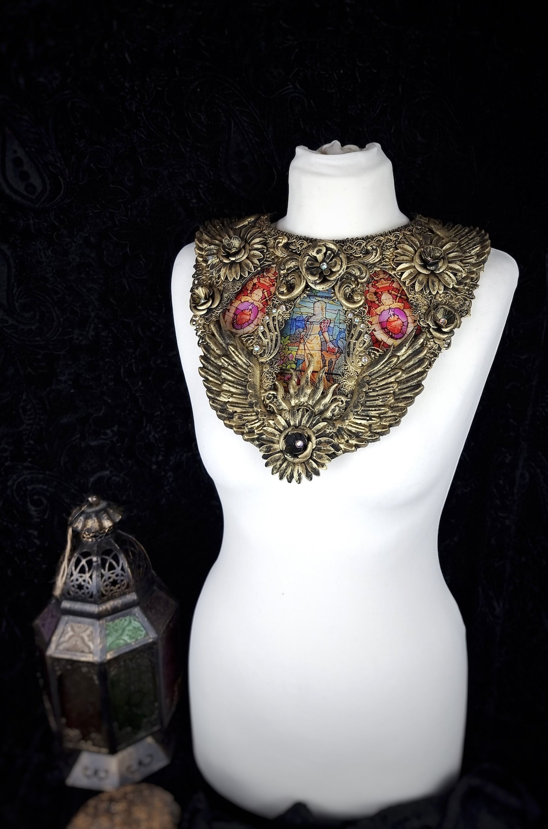 Stained Glass, Chest Armor cathedral Wings Collar, Cathedral, Fantasy ...