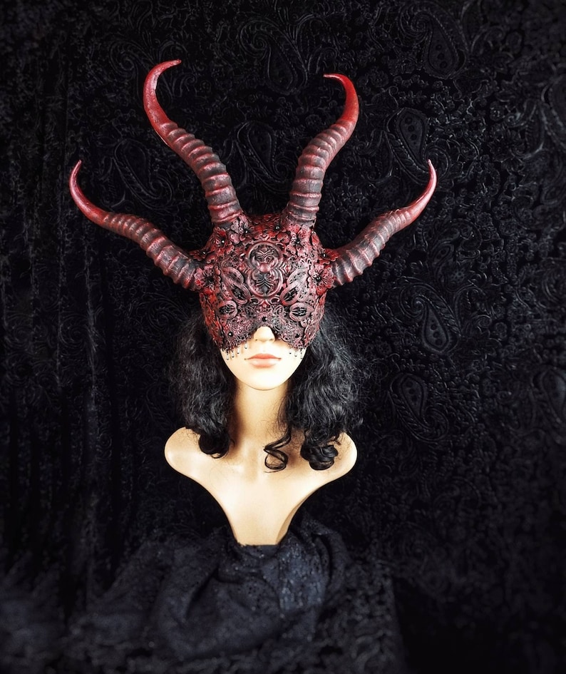 Demon Warrior Blind Mask "princess of Hell", Horns Mask, Devil Mask ...