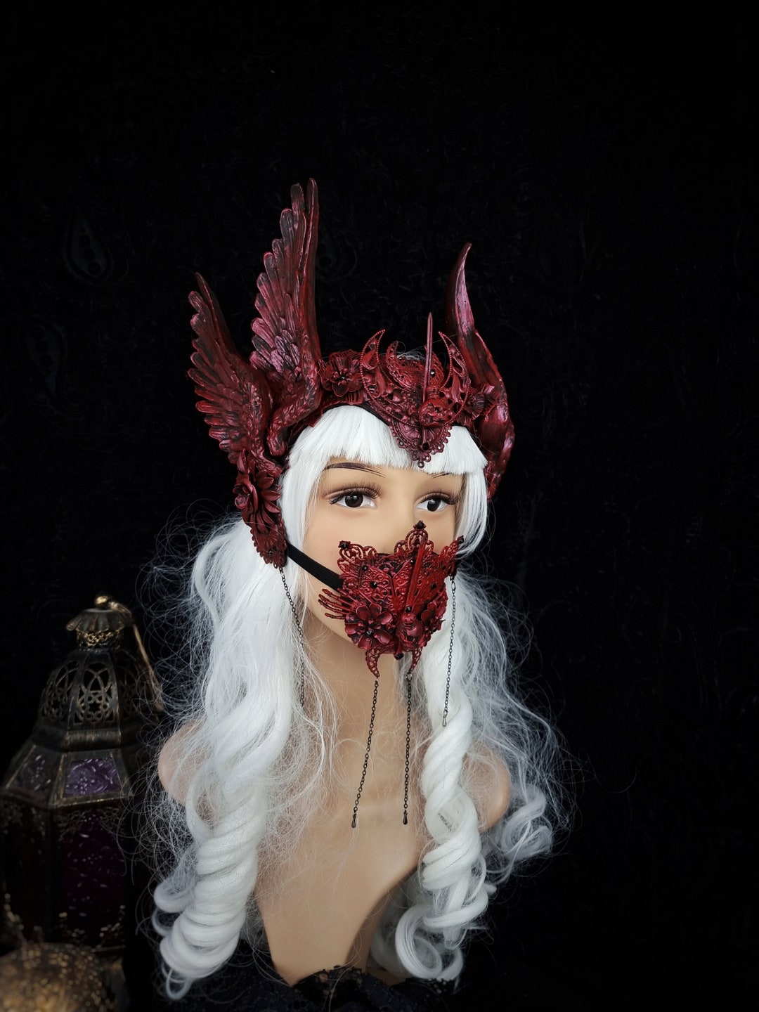 Made to Order / Set Valkyrie Crown & Mouth Mask, Wings Headdress ...