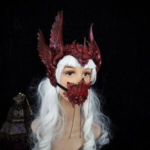 Made to Order / Set Valkyrie Crown & Mouth Mask, Wings Headdress ...