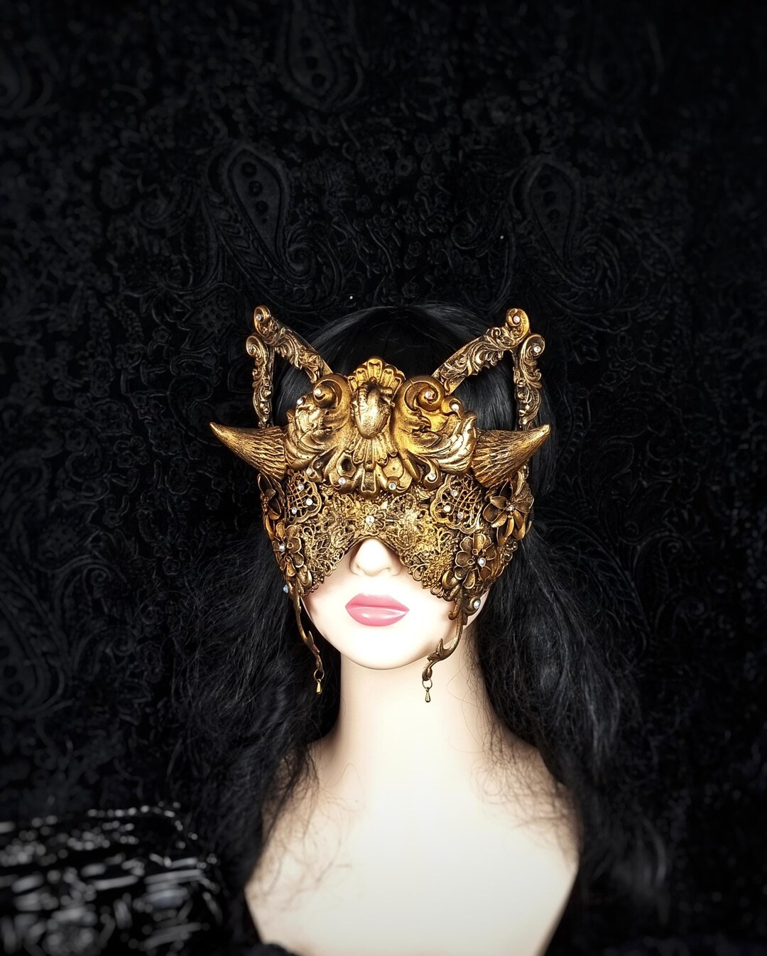 Made to Order / Cat Ear Mask "devil Cat", Blind Mask, Fantasy Mask ...