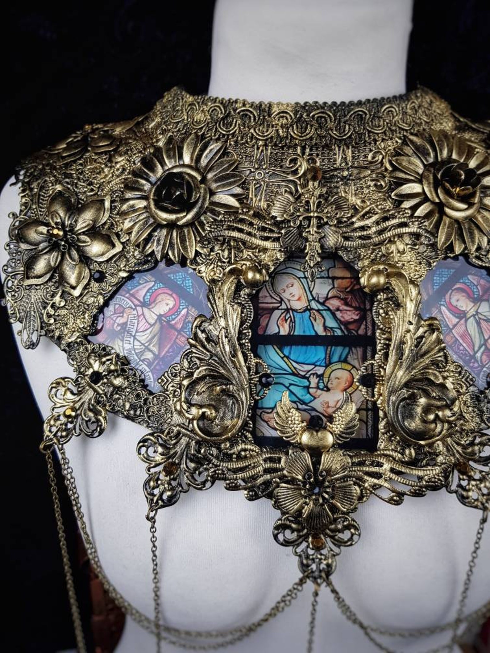 Stained Glass, Chest Armor "cathedral" Collar, Cathedral Headpiece ...