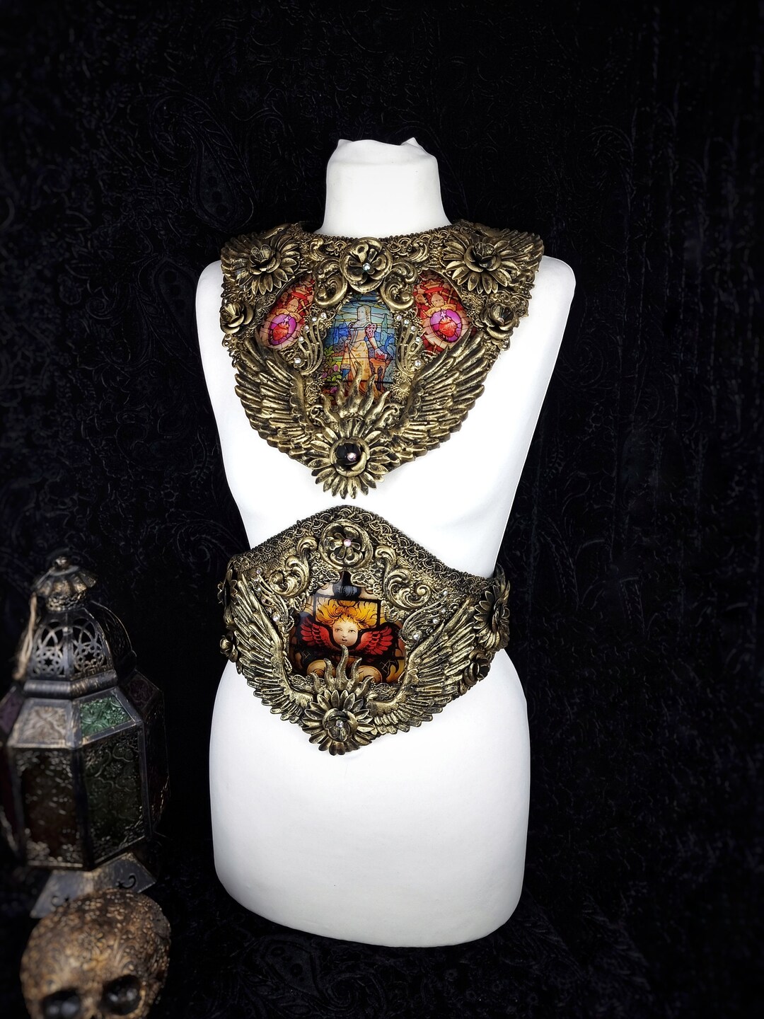 Made to Order / Set of Stained Glass Collar and Corset, Armor, Angel ...