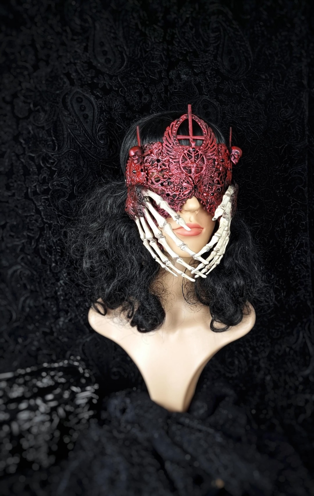 Made to Order / Blindfold Mask "baphomet" With Skeleton Hands, Cosplay ...