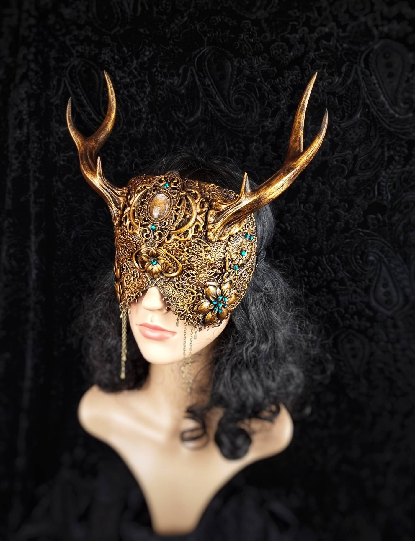Ready to ship / Blind Mask Antlers, cosplay, celtic, Cernunnos, goth ...