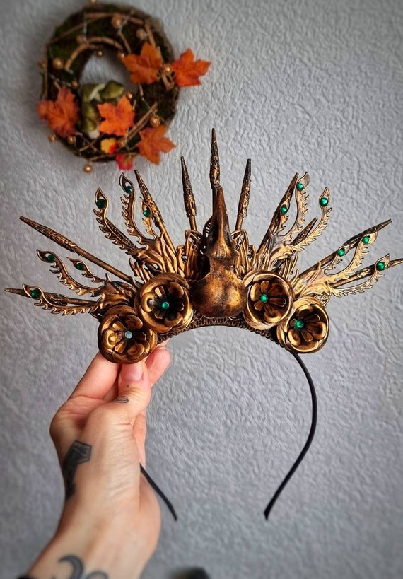 Phoenix Crown Crow Goth Headpiece Gothic Crown Pagan | Etsy