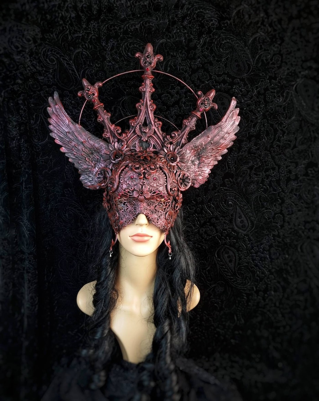 Headpiece Blind Mask gargoyle With Wings, Vampire Gothic Headpiece ...