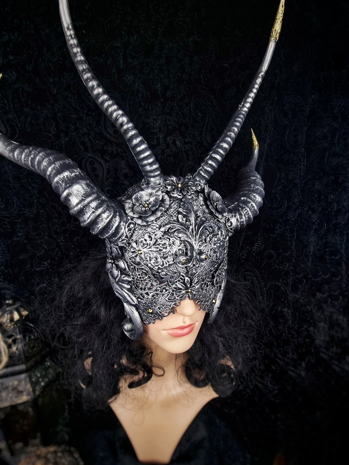 Demon Warrior Blind Mask " Seraphim ", Horns Mask, Devil Mask, Medusa ...