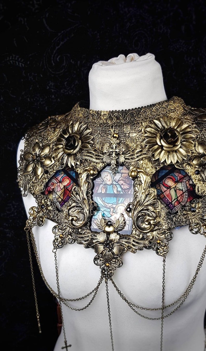 Stained Glass, Chest Armor "cathedral" Collar, Cathedral Headpiece ...