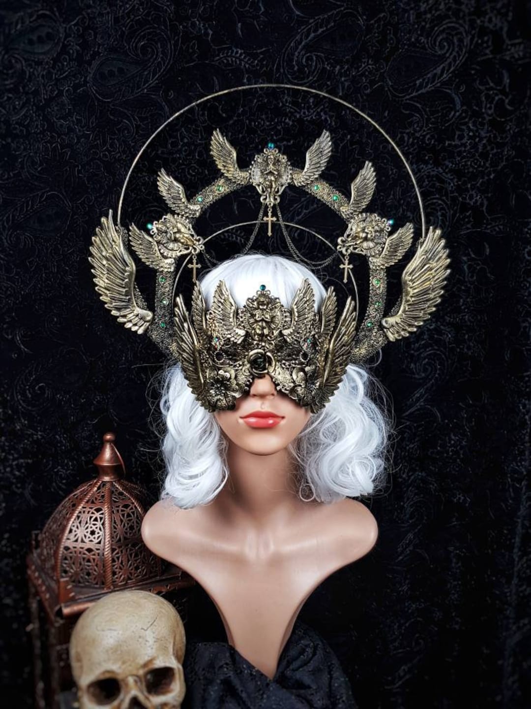 Made to Order / Set Angel Cathedral Wings, Halo & Blind Mask, Crown ...