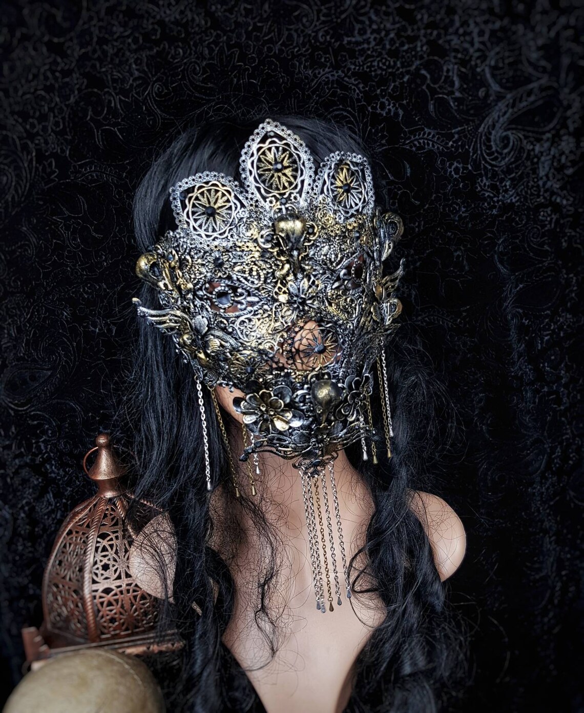 Iii.set Raven Blind Mask & Jaw Mask, Gothic Headpiece, Medusa Costume ...