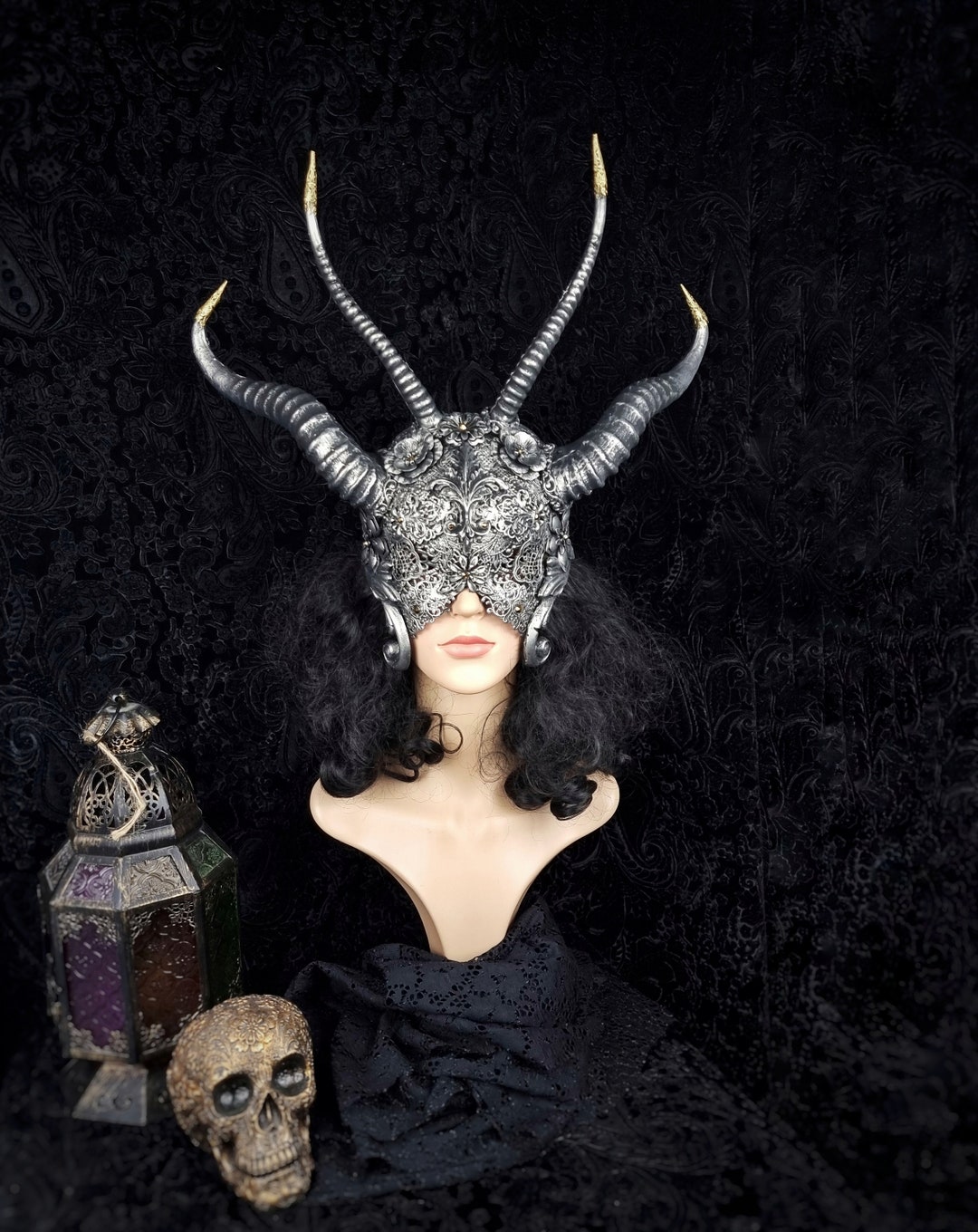 Demon Warrior Blind Mask " Seraphim ", Horns Mask, Devil Mask, Medusa ...