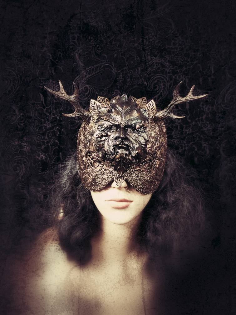 Ready to ship , Cernunnos blind mask, green man, Antlers mask, in ...