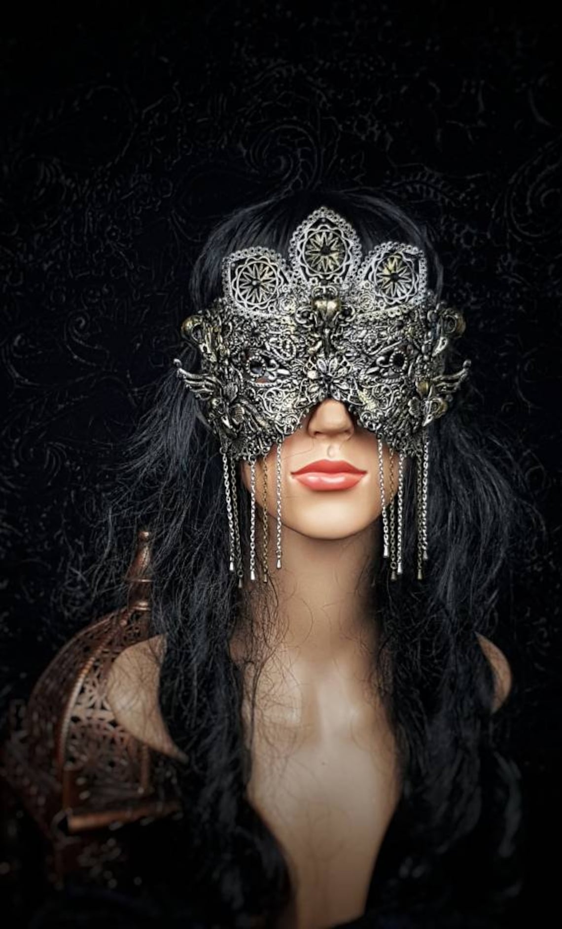 Iii.set Raven Blind Mask & Jaw Mask, Gothic Headpiece, Medusa Costume ...