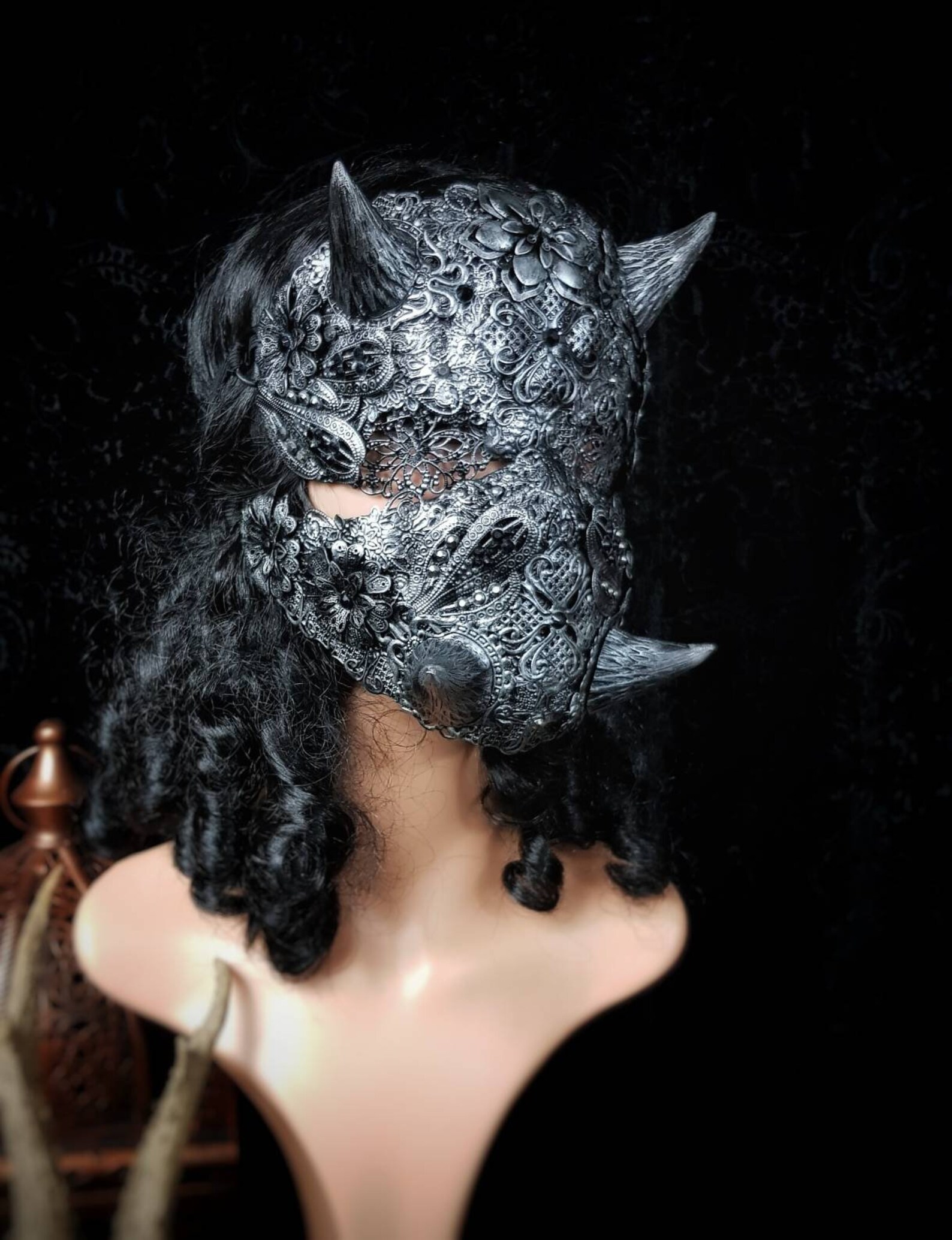 Face Mask Demon warrior metal blind mask and jaw | Etsy