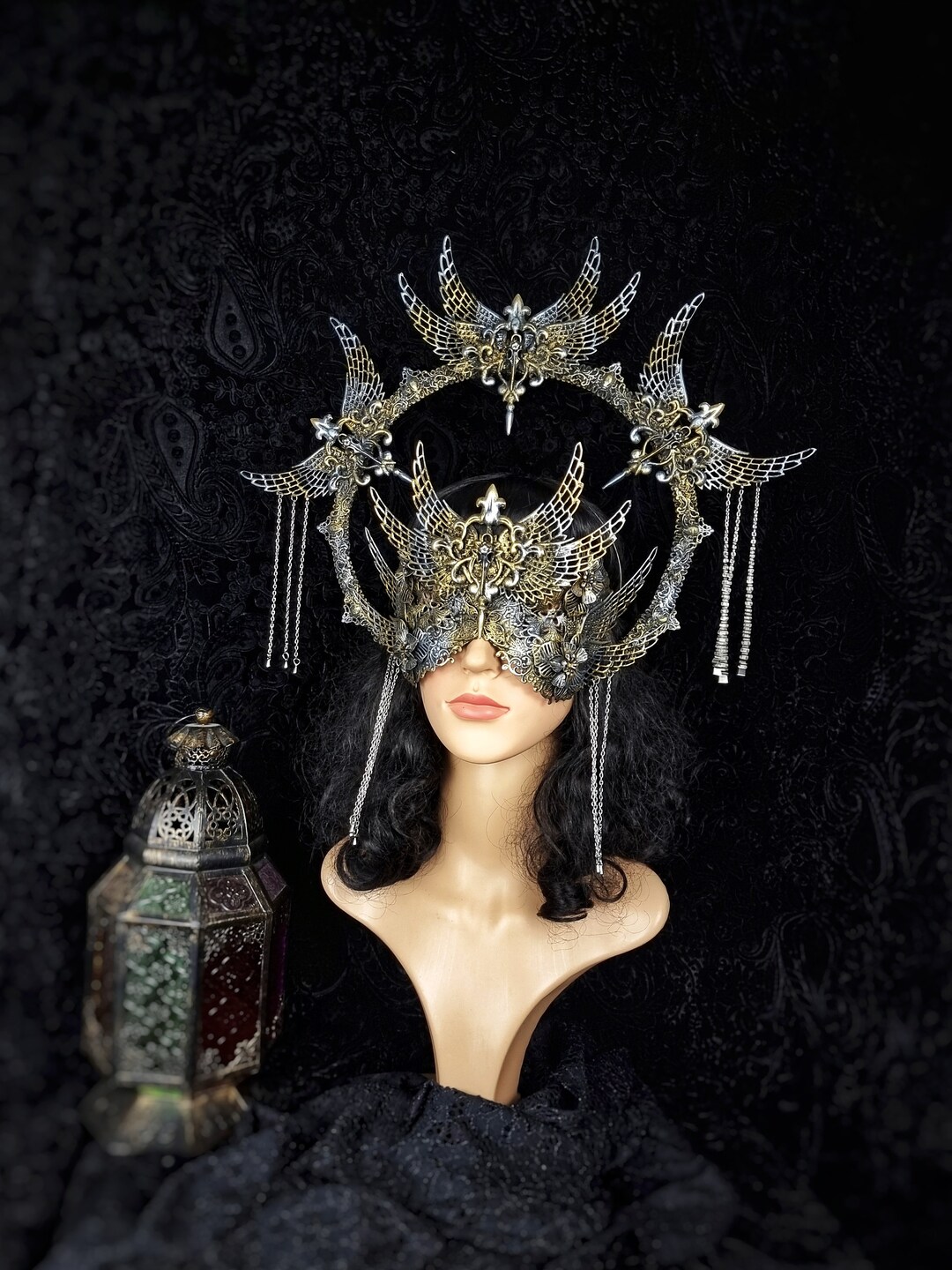 Set Saint Crow Halo & Blind Mask, Cosplay, Vikings, Gothic Headpiece ...
