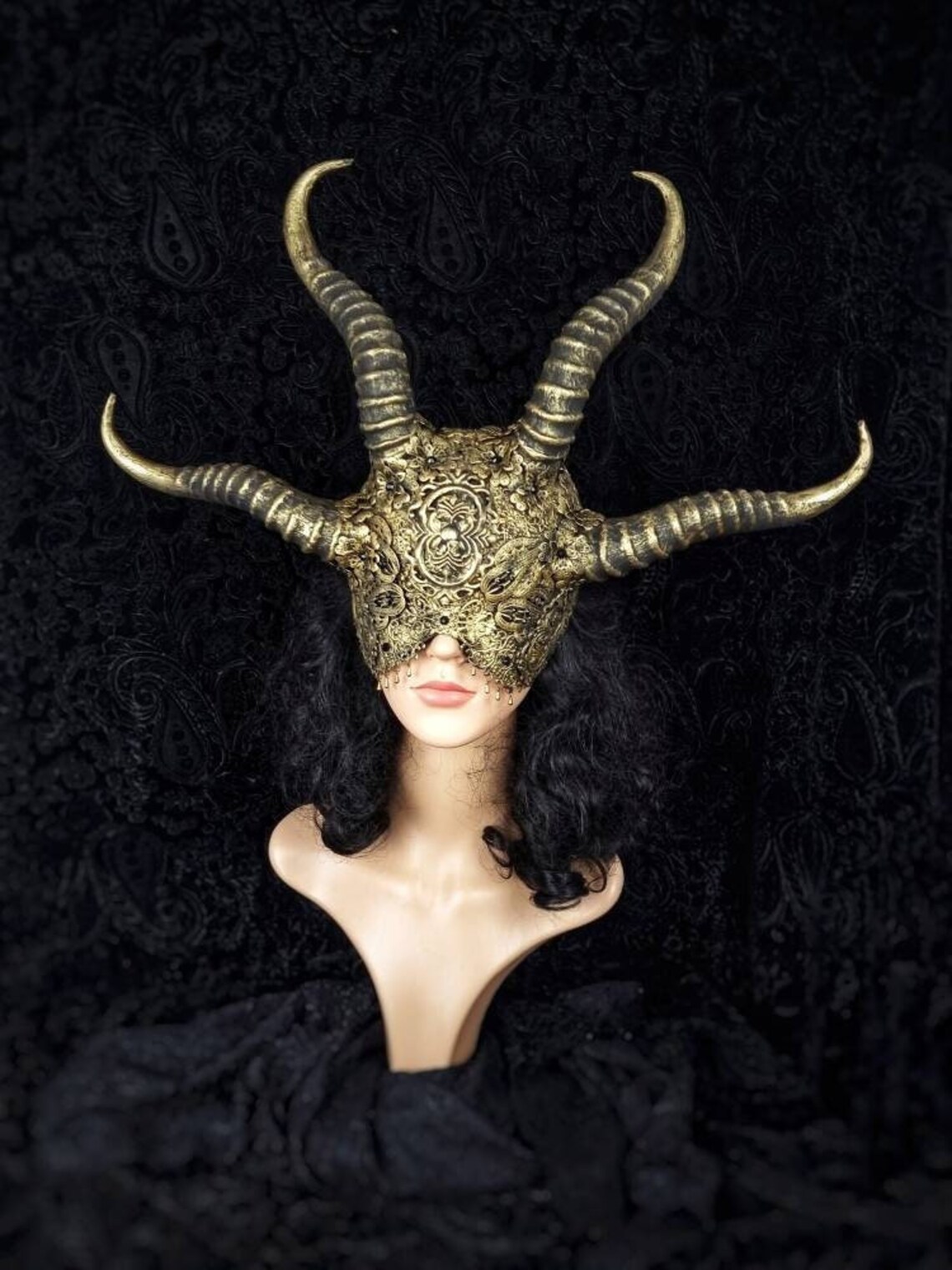 Demon Warrior Blind Mask "princess of Hell", Horns Mask, Devil Mask ...
