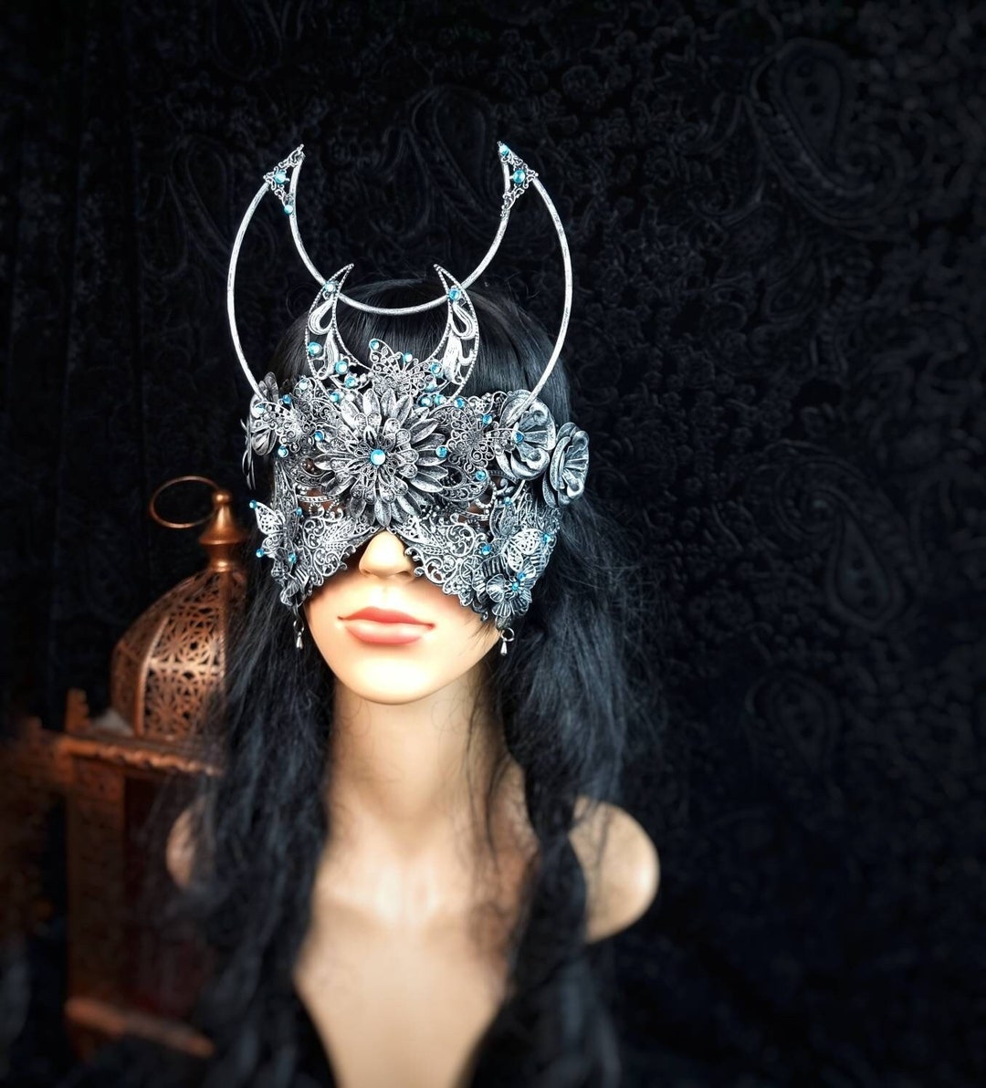 Halo Blind Mask "the Moon", Fantasy Costume, Goth Crown, Gothic ...