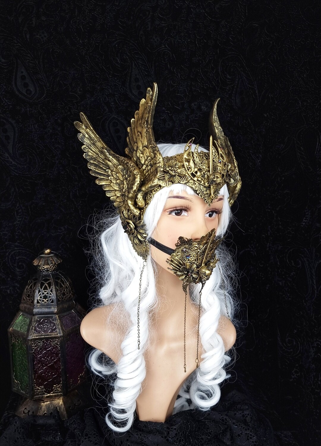 Made to Order / Set Valkyrie Crown & Mouth Mask Wings - Etsy