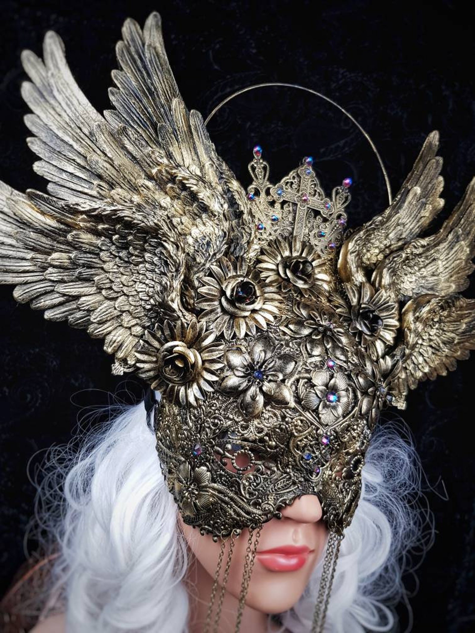 Wings Headpiece and Blind Mask, Gothic Crown, Gothic Headpiece ...