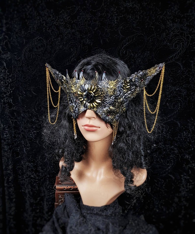 Blind Mask " Moon Elf " Gothic Crown, Cosplay, Pagan, Fairy, Gothic ...