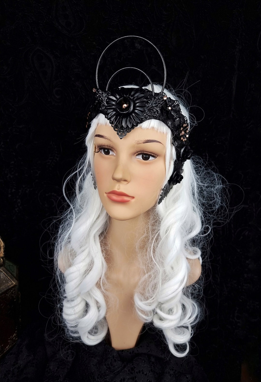 Ready to Ship / Halo Face Frame, Headdress black Beauty Cosplay, Crown ...