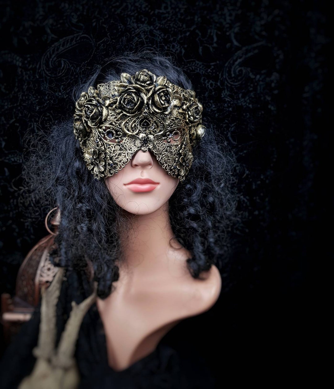MADE TO ORDER Blind Mask "roses" Cosplay, Vampire, Fantasy, Goth, Crown ...
