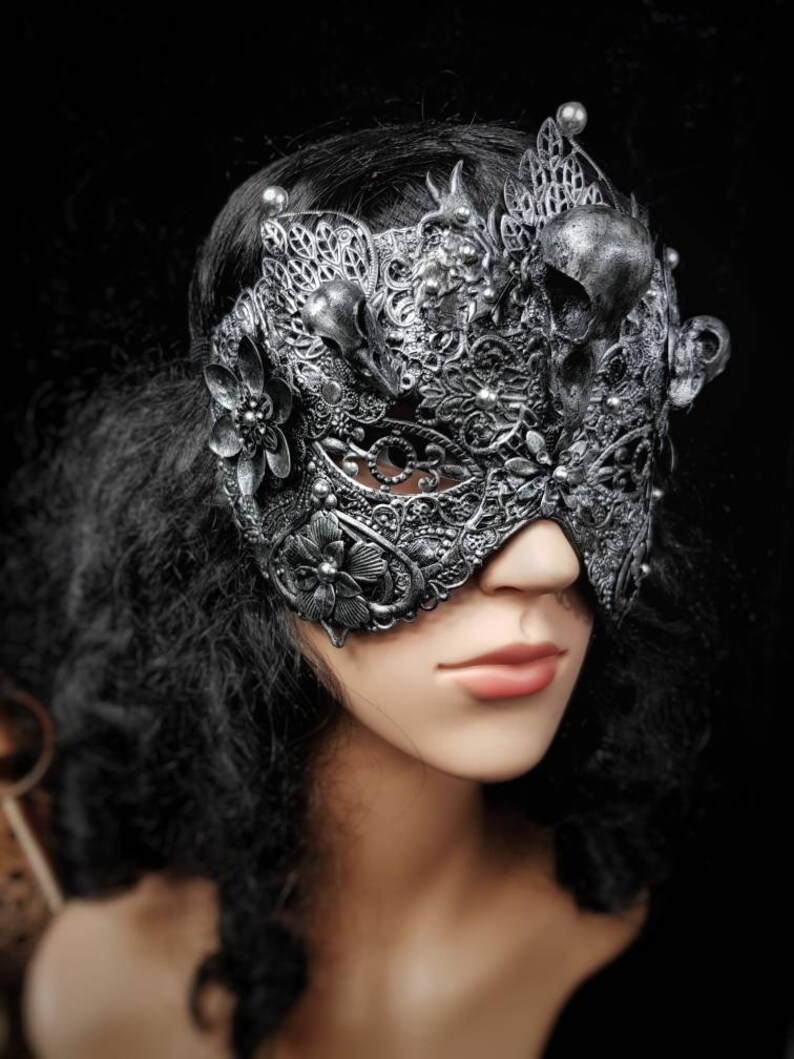 Mask raven Queen Blind Mask Metal Mask With Bird | Etsy