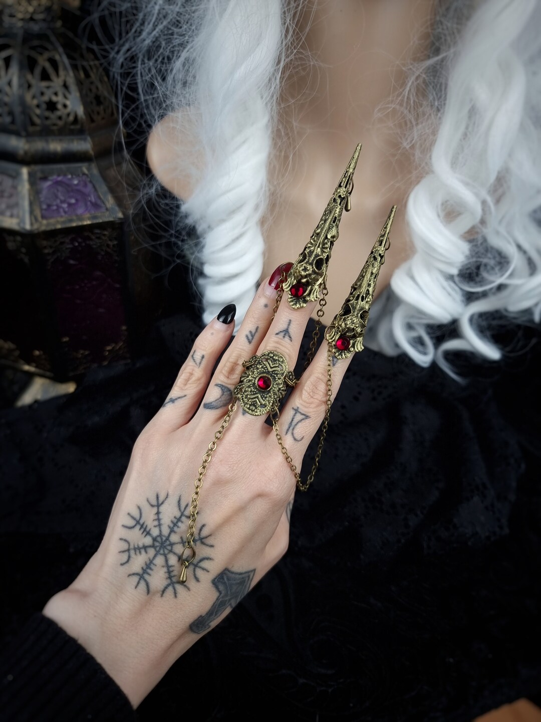 Made to Order / Finger Claws With Rings " Crow" Fantasy Costume ...