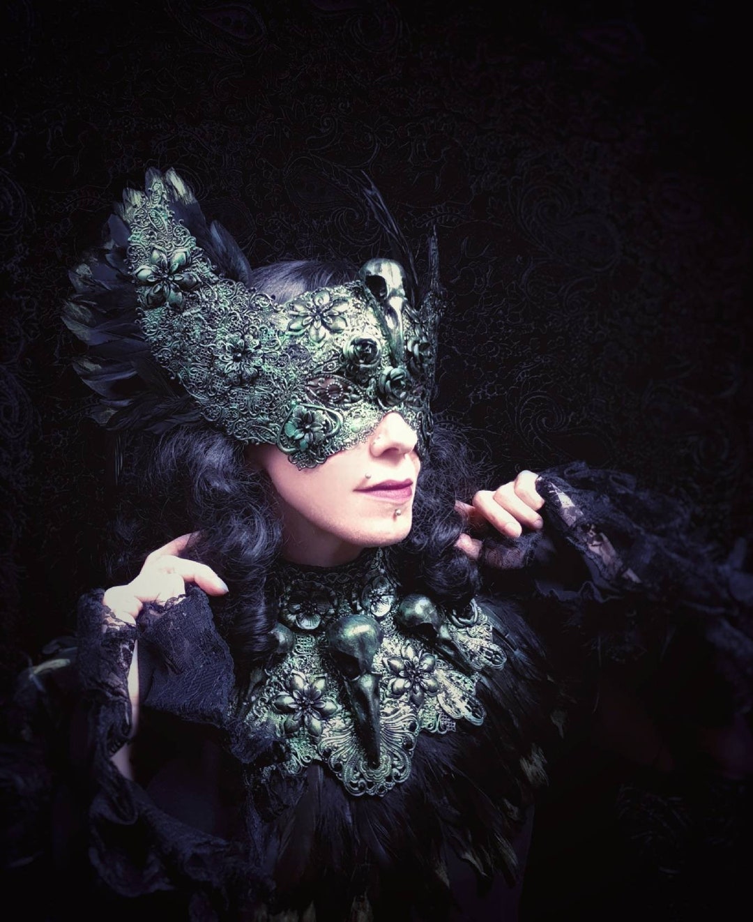 Blind Mask black Swan, Cosplay, Larp, Raven, Goth, Fantasy Costume ...