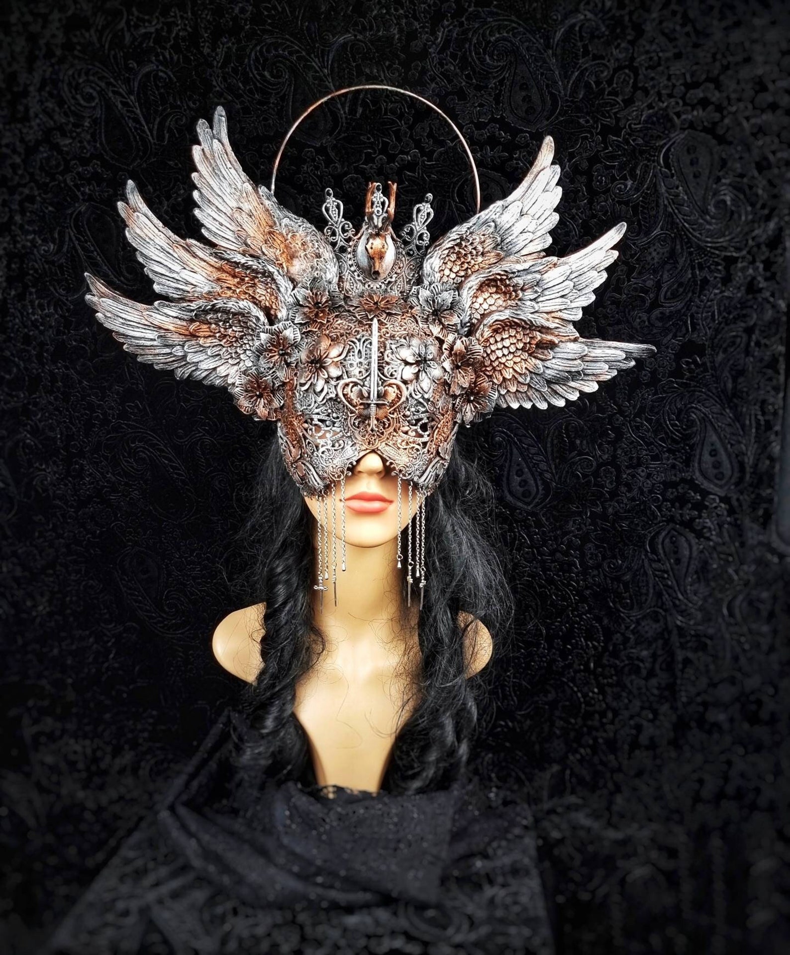 Wings Headpiece Blind Mask Cernunnos Pagan - Etsy