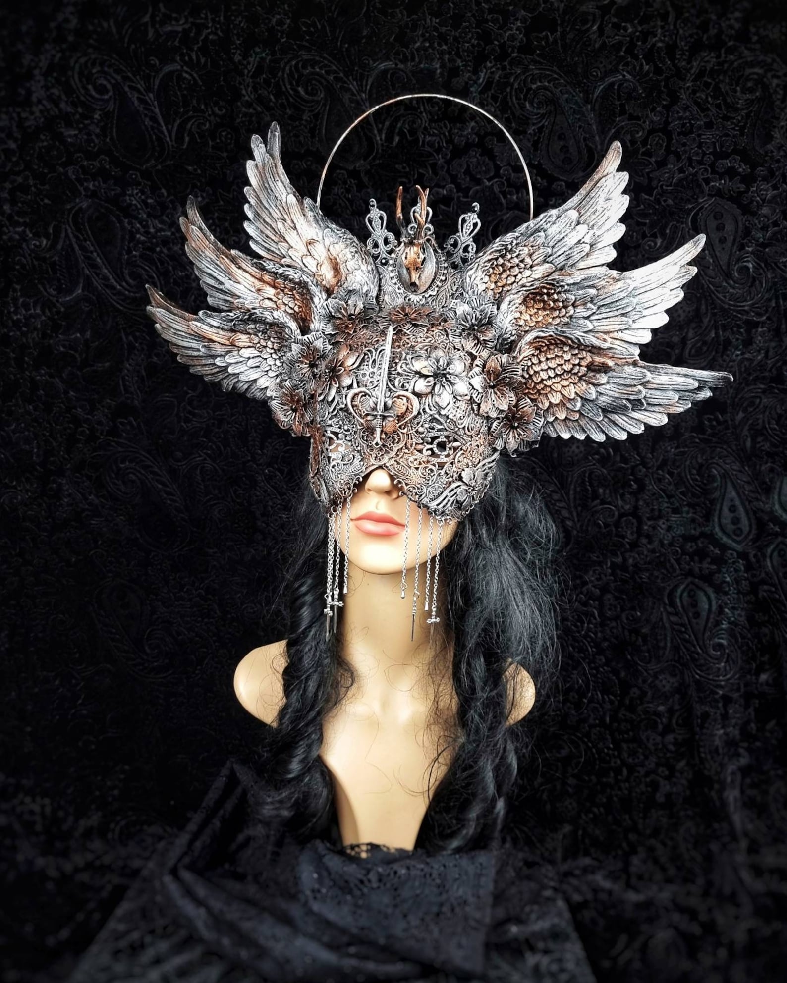 Wings Headpiece Blind Mask Cernunnos Pagan - Etsy