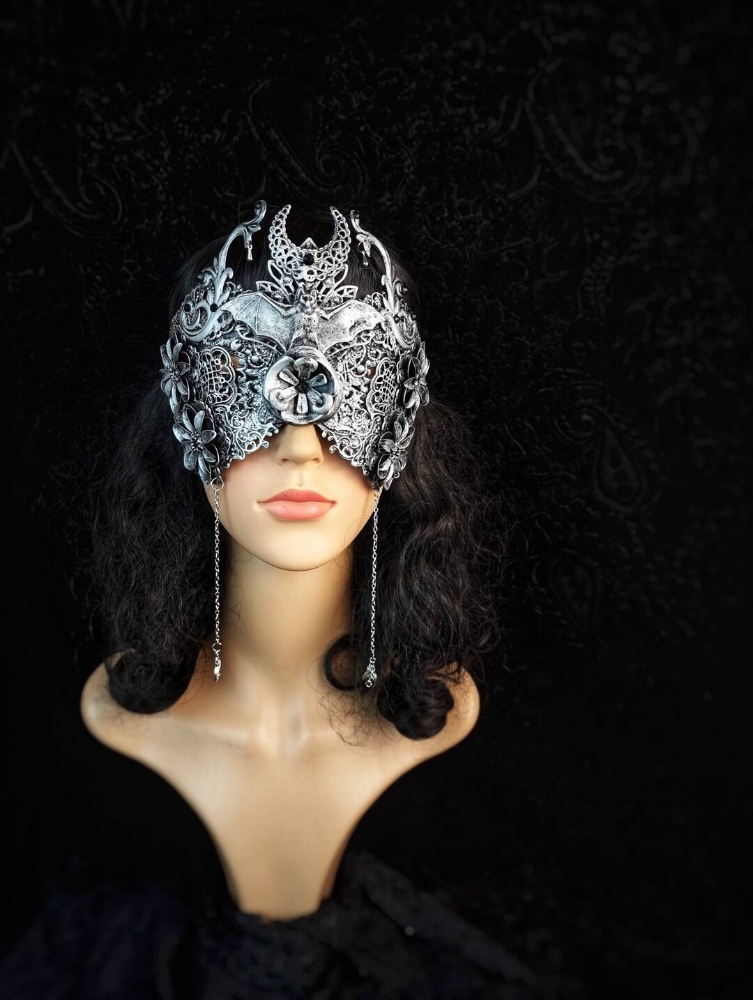 MADE TO ORDER Blind Mask "bat" Cosplay, Vampire, Fantasy, Goth, Crown ...