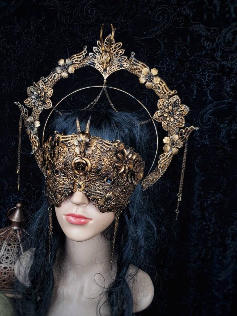 Pagan Set "cernunnos" Halo & Mask With Deer Skull or Antelope, Medusa ...